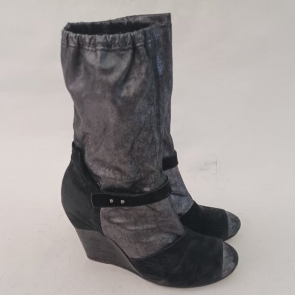 Vic Matie | Shoes | Vic Matie Suede And Leather Wedge Heeled Boots Size 38 | Poshmark